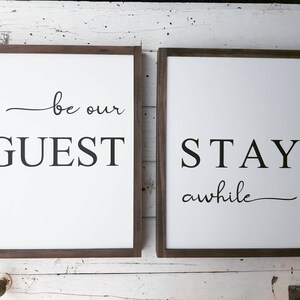 Be Our Guest & Stay Awhile Pair of Signs for Guest Bedroom Decor ...