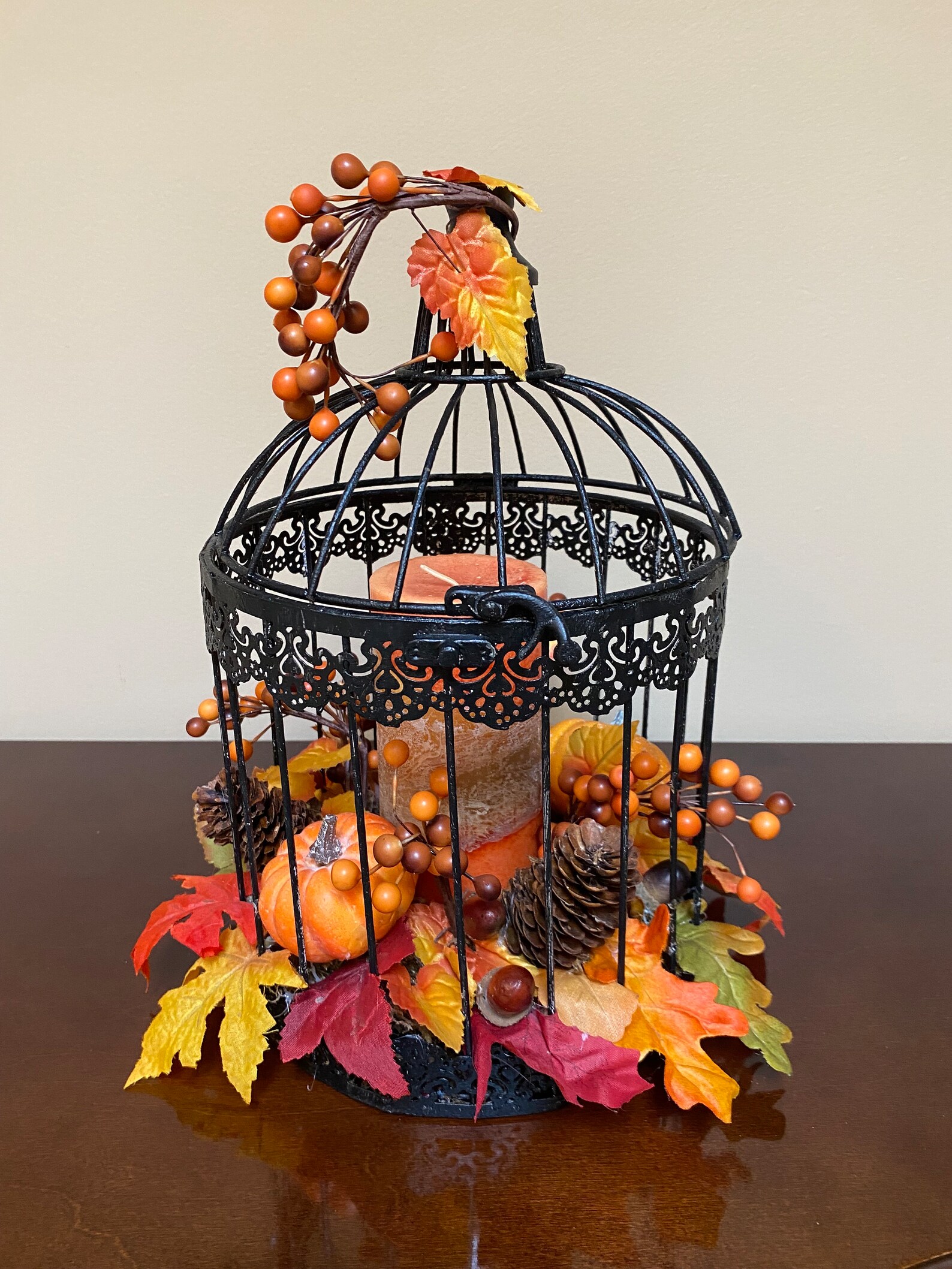 Beautiful Vintage Bird Cage Fall Floral Arrangement With a Fall-scented ...
