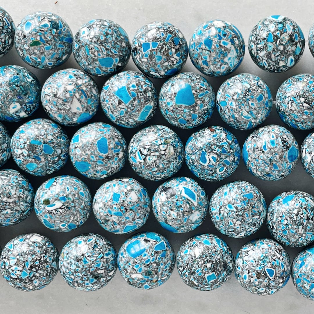 20mm TERRAZZO STONE BEADS || 20 Piece Strand || Semi-precious ...