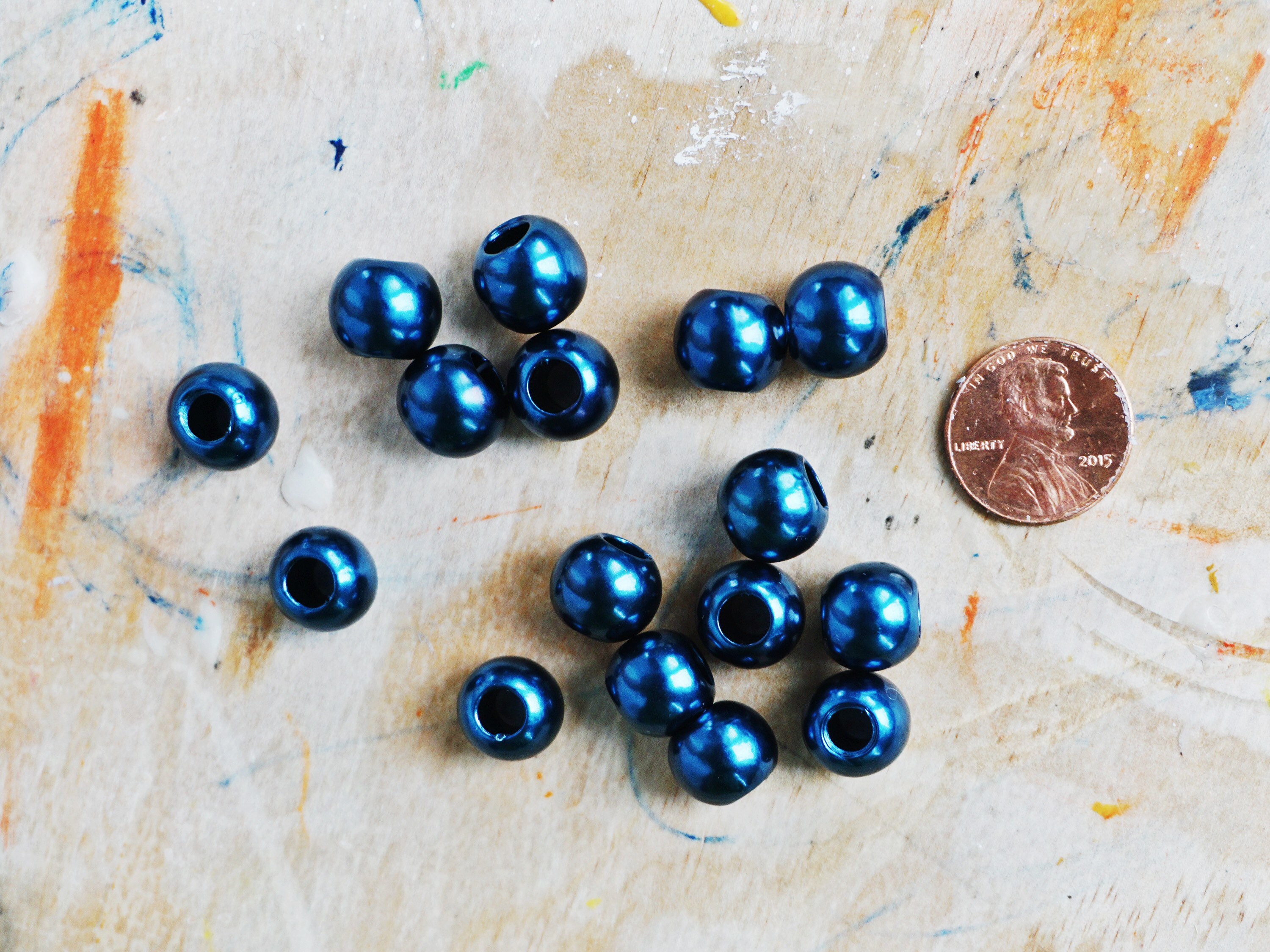 12mm BLUE ACRYLIC BEADS || Large 5mm Hole || European Style Charm Bead ...