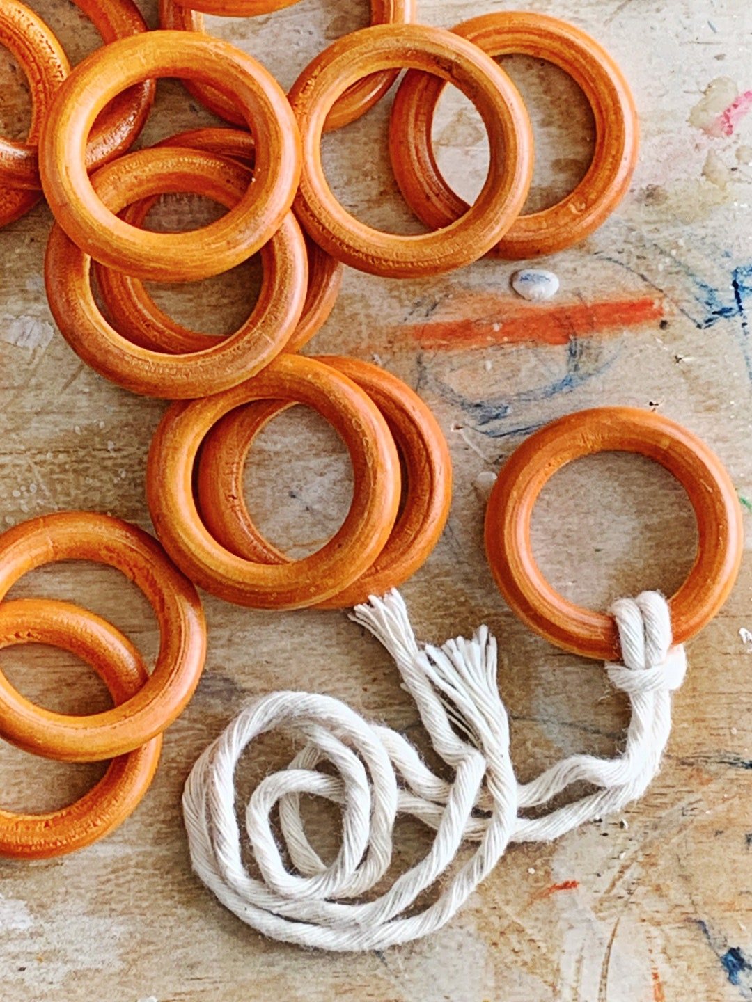 45mm Wooden Macrame Rings || 1 3/4 Inch Wood Rings || Medium Orange ...