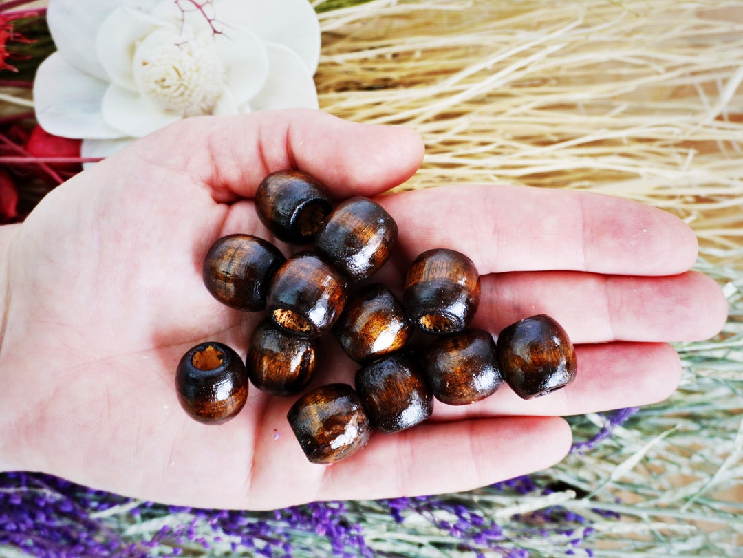 15mm Wooden Macrame Beads || Large Hole || Medium Dark Brown Stain - Etsy