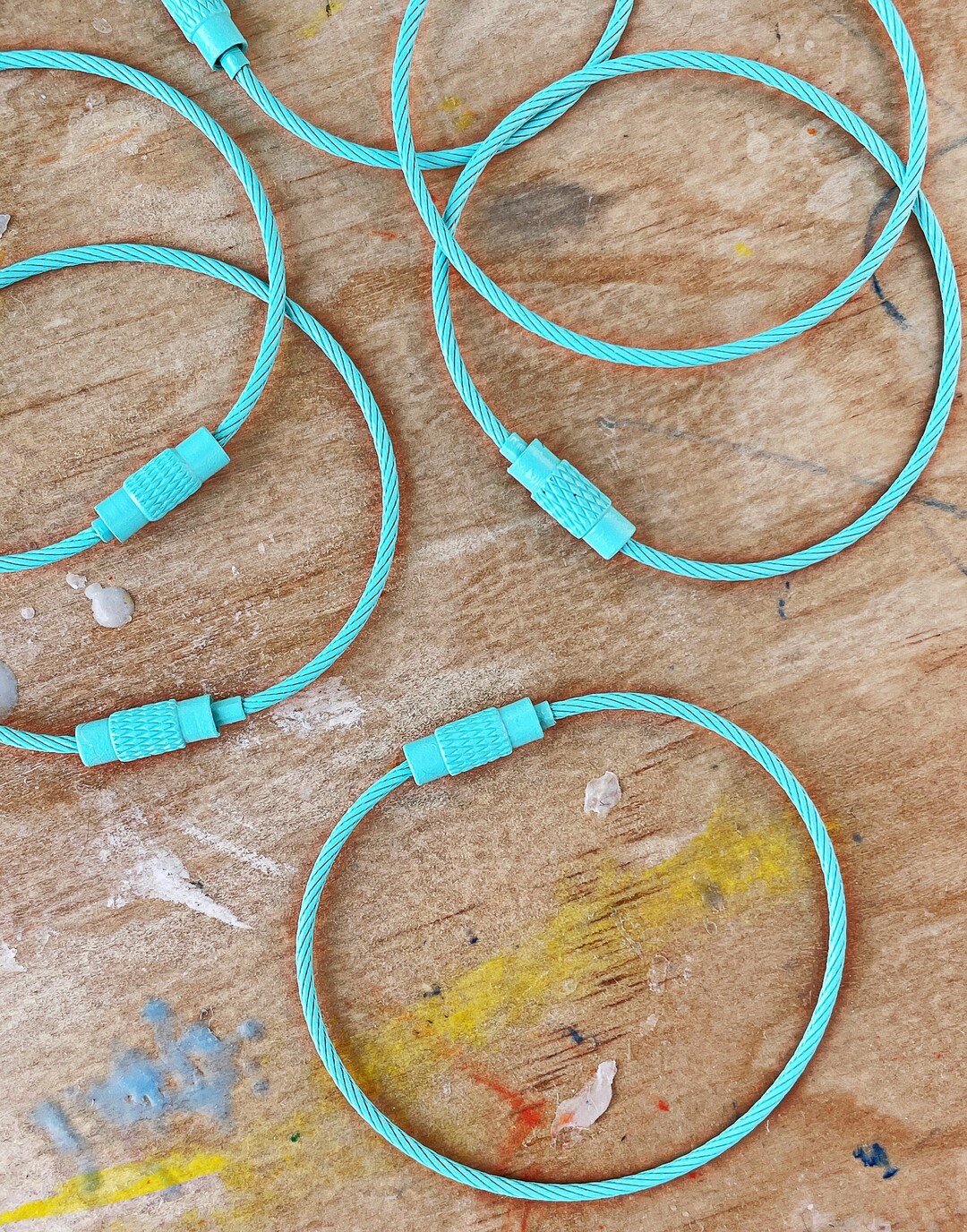 5 Pieces || 6 Inch LOCKING CABLE KEYCHAIN || 15cm || Stainless Steel ...