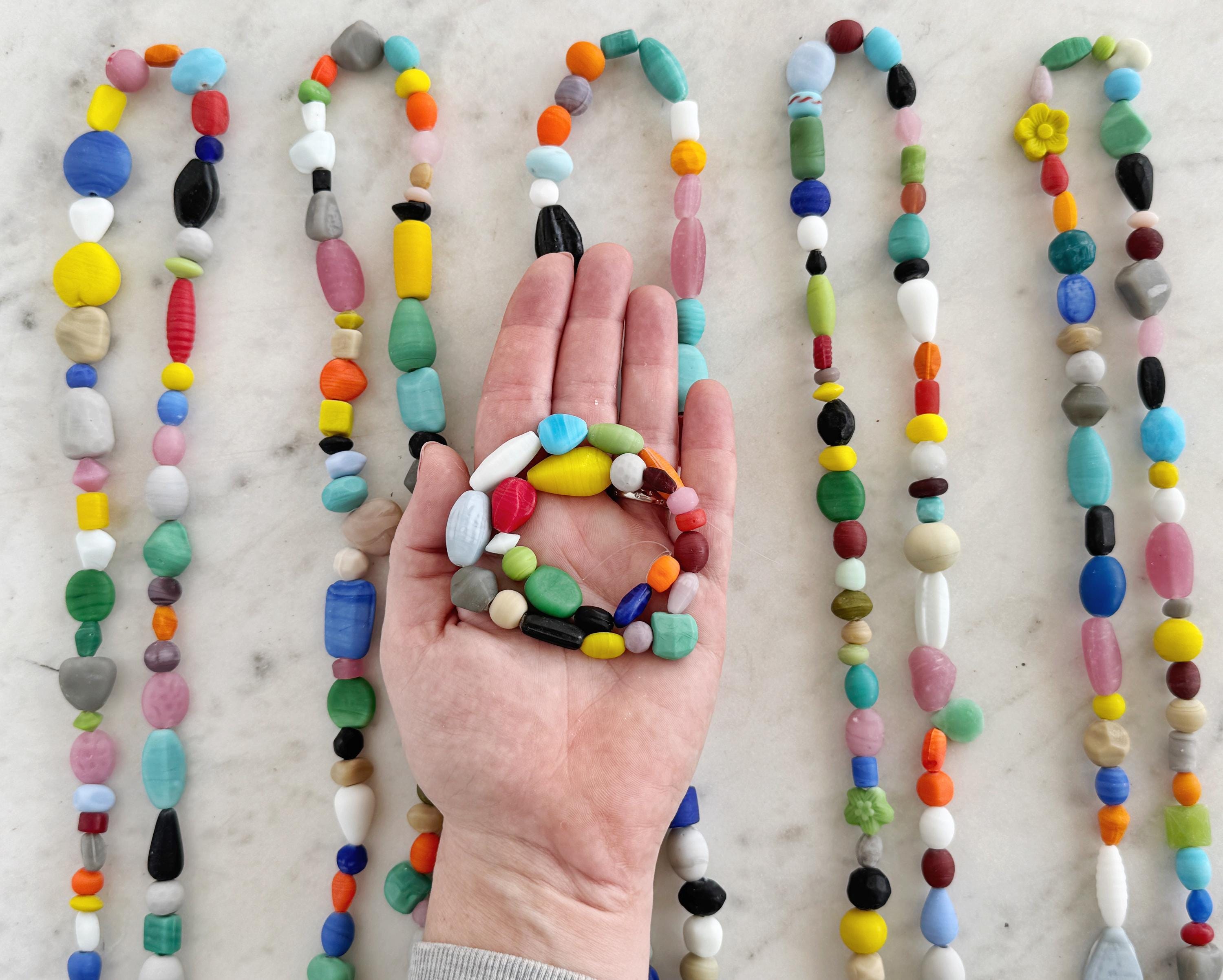 24" Strand | 6-28mm Opaque Matte Glass Beads | Sea Glass Style | 2mm ...