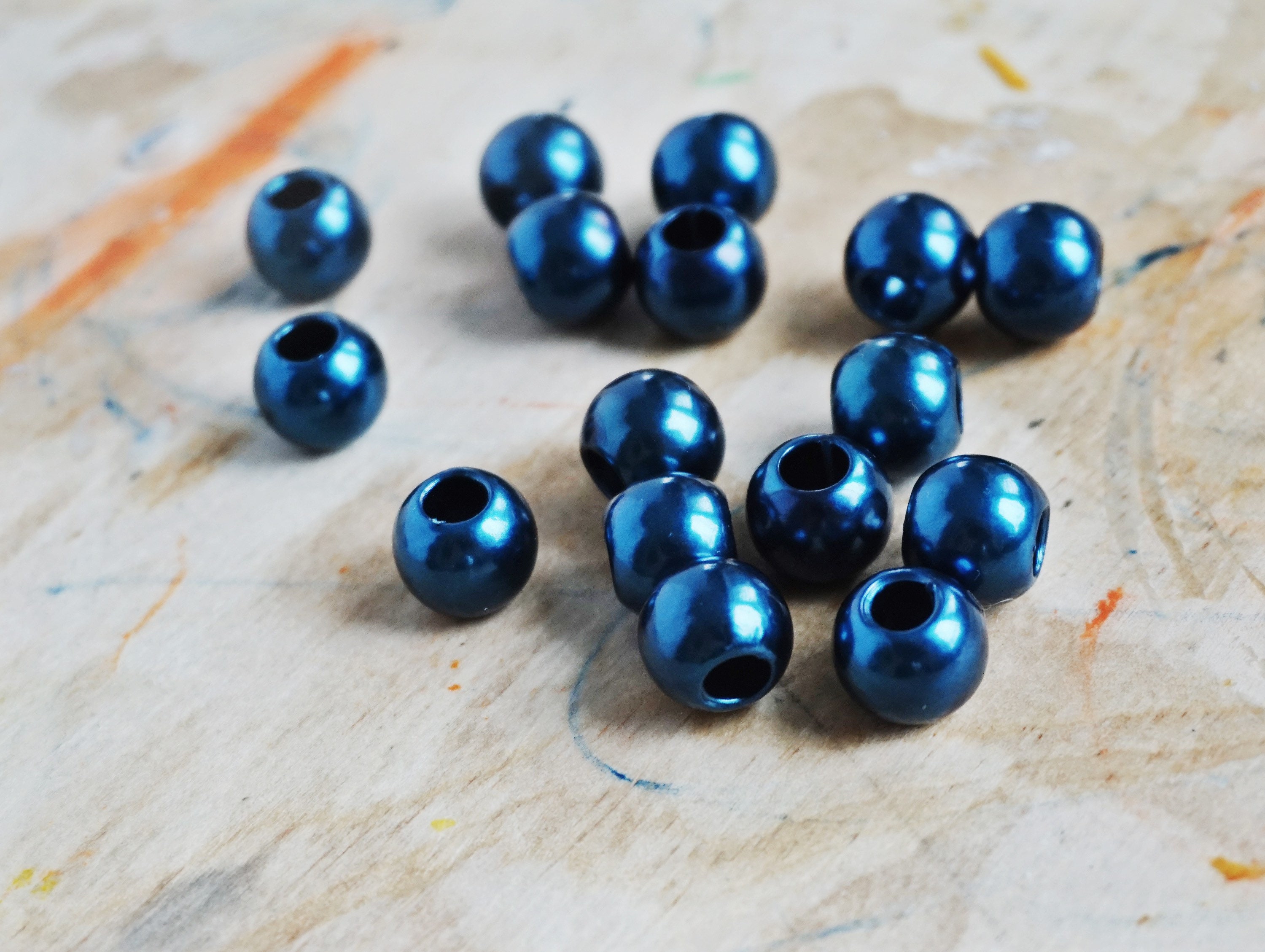 12mm BLUE ACRYLIC BEADS || Large 5mm Hole || European Style Charm Bead ...