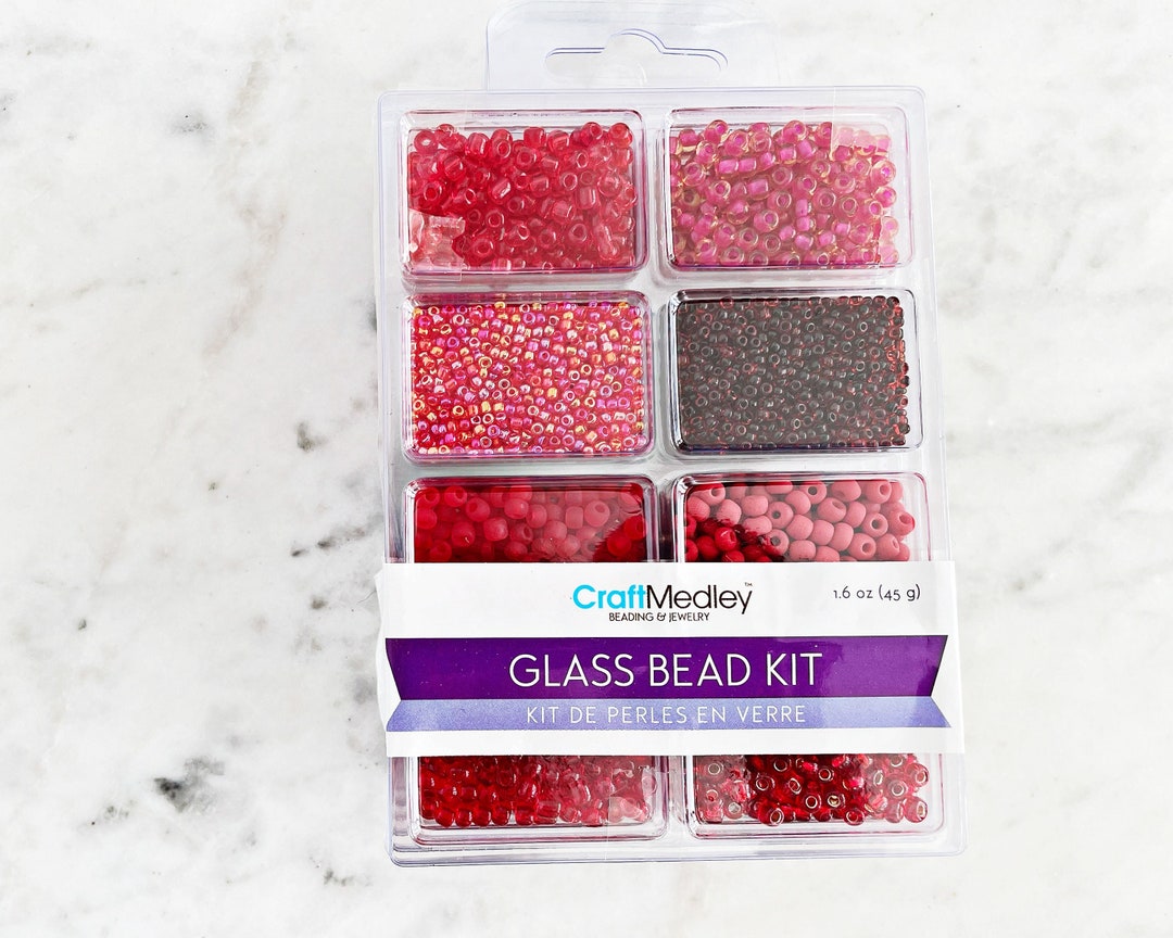 GLASS BEAD KIT Seed Bead Mix Pack 2-4mm Beads 45g or 1.6oz Package Red ...