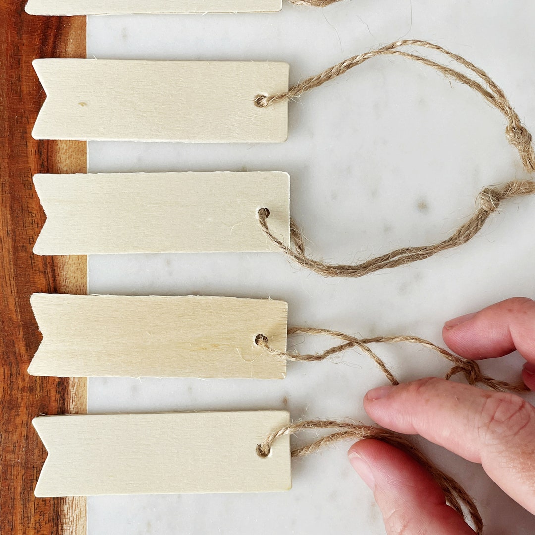 1" X 3" BLANK WOODEN TAGS || 25mm X 80mm || Wood Gift Tag With Jute ...