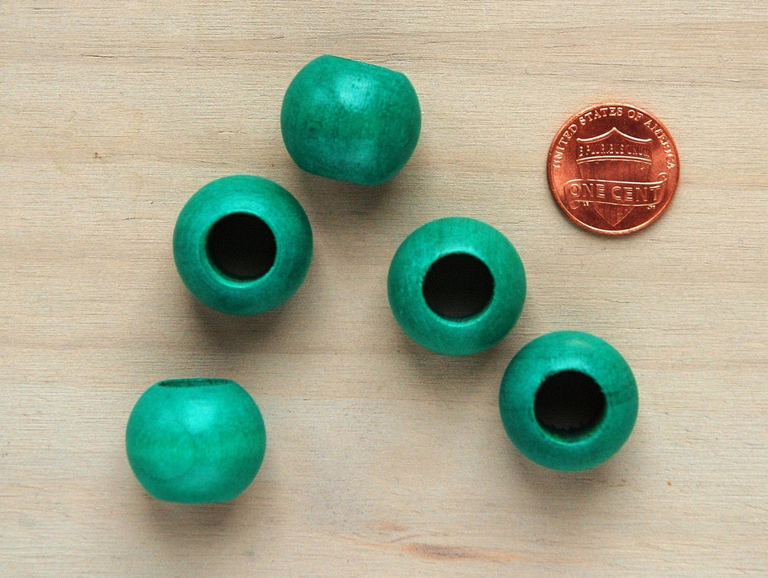 20mm ROUND WOOD BEADS || 0.79 Inch || Vintage || Large Hole || Kelly ...