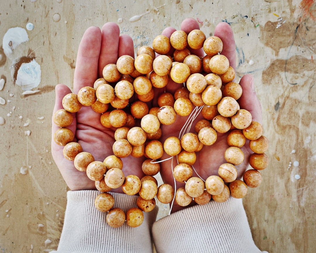 16mm WOOD BEADS Approximately 100 Pieces 60 Inch Strand 5/8 Inch Bead 2 ...