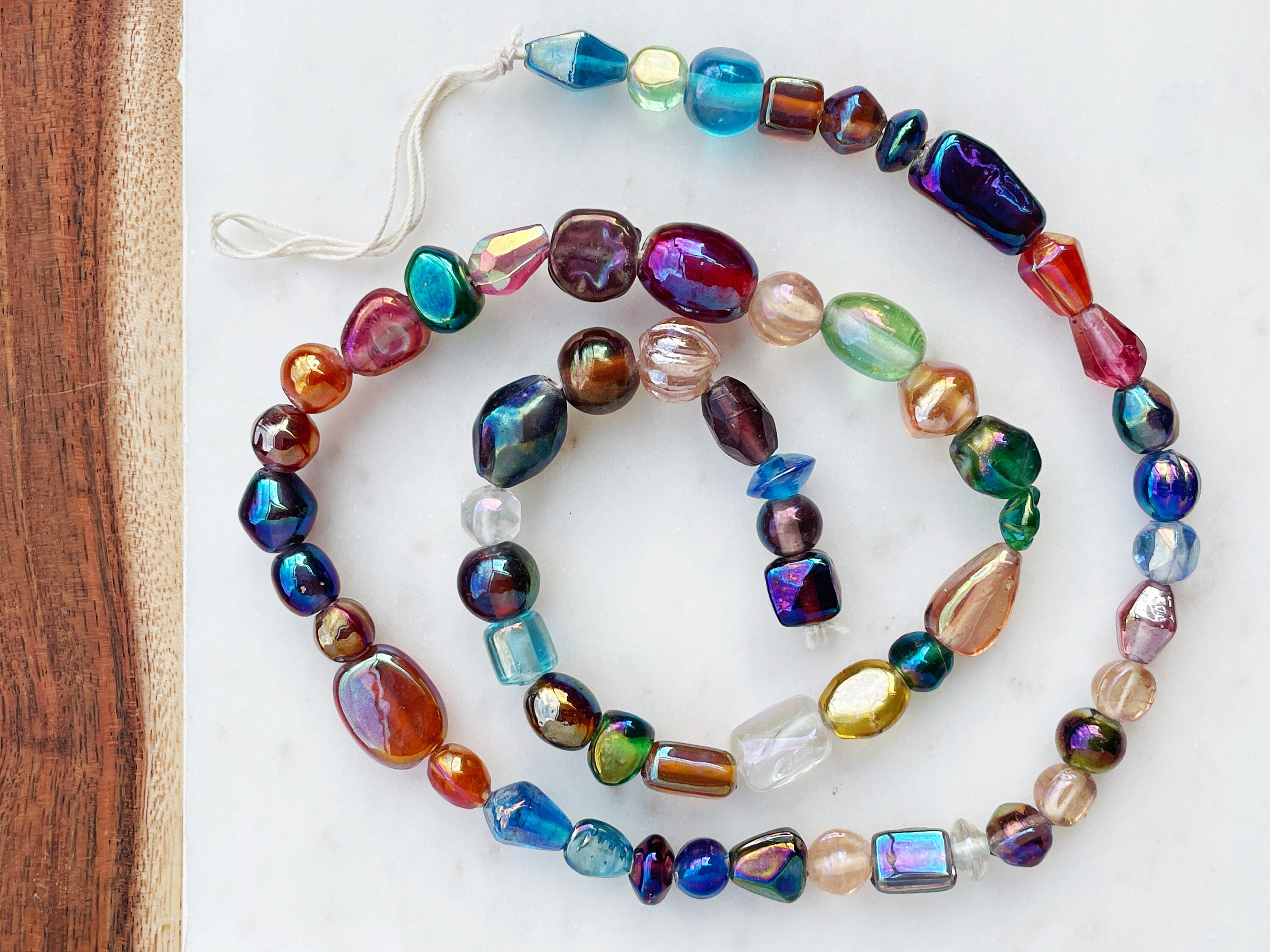 7-16mm GLASS BEAD MIX || 24" Strand || Aurora Borealis Finish || 1-2mm ...