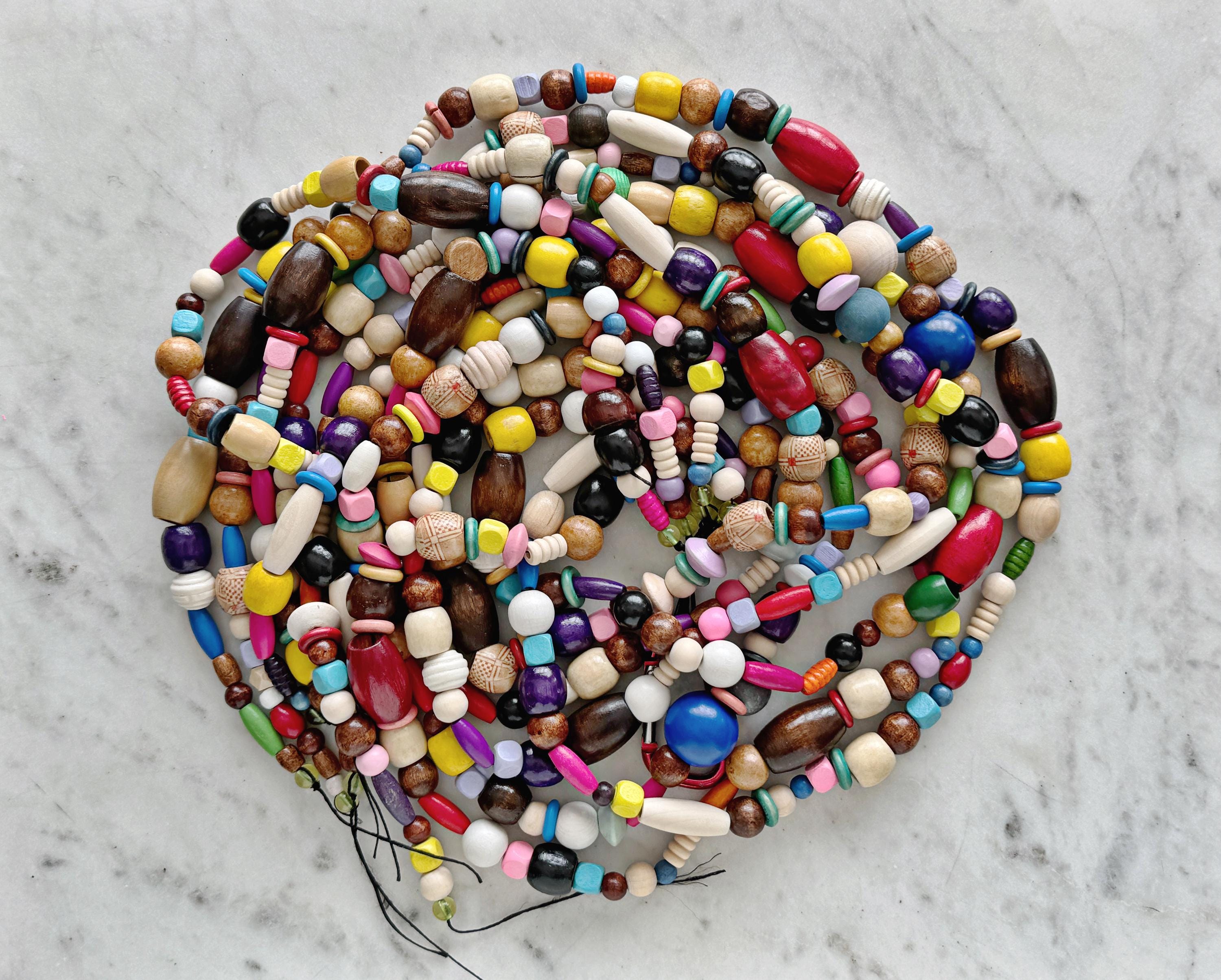 32 Inch Strand of Mixed Wooden Beads || 32 Inch String of Assorted Wood ...