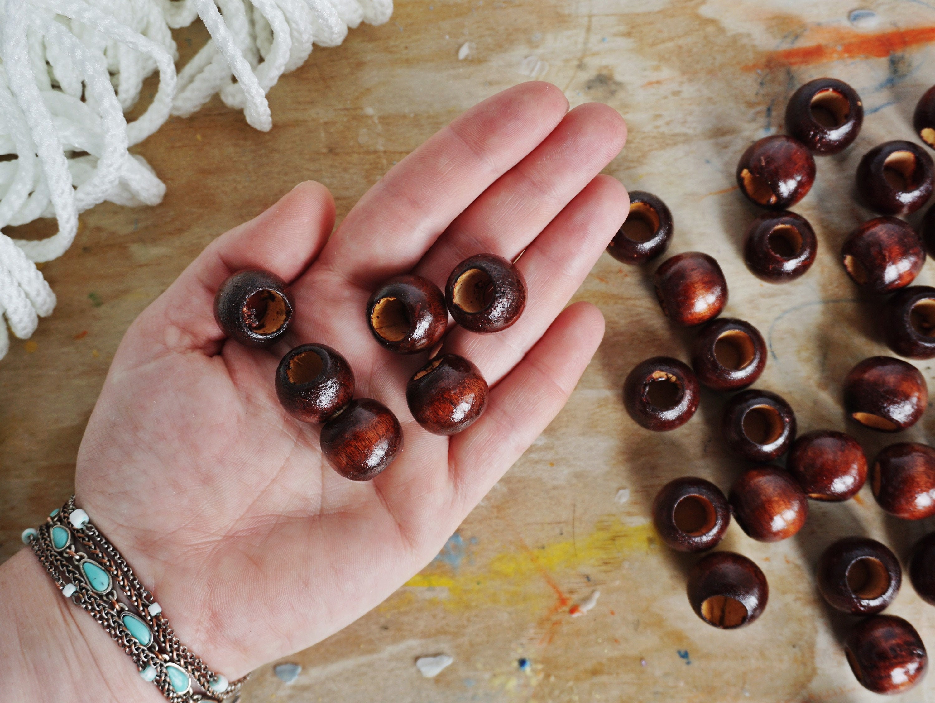 20x15mm WOODEN MACRAME BEADS Large Hole Bead Warm Brown - Etsy Australia