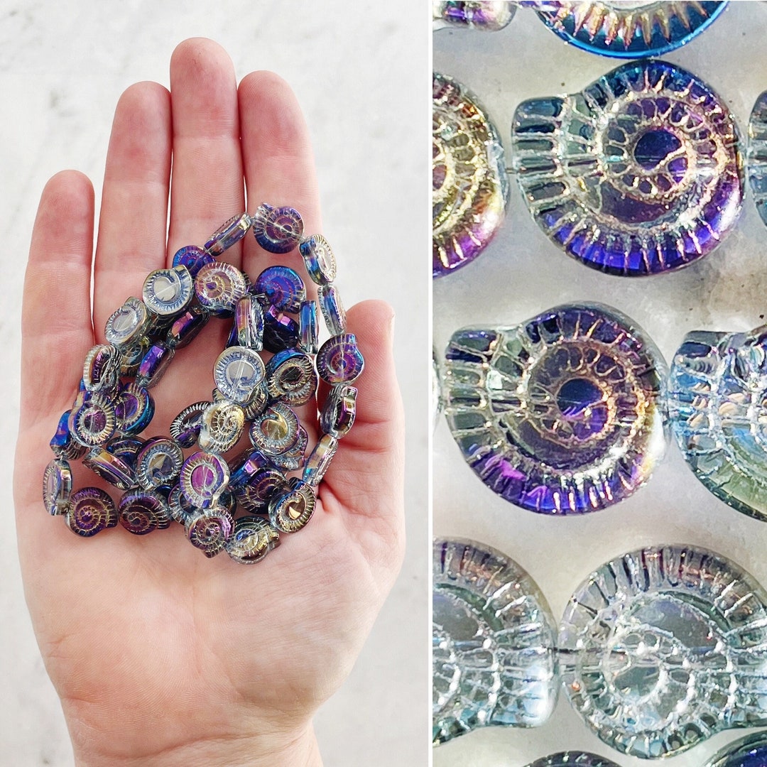 24 Strand of 12mm Glass Nautilus Shell Shaped Beads Half Inch Approx 50 ...