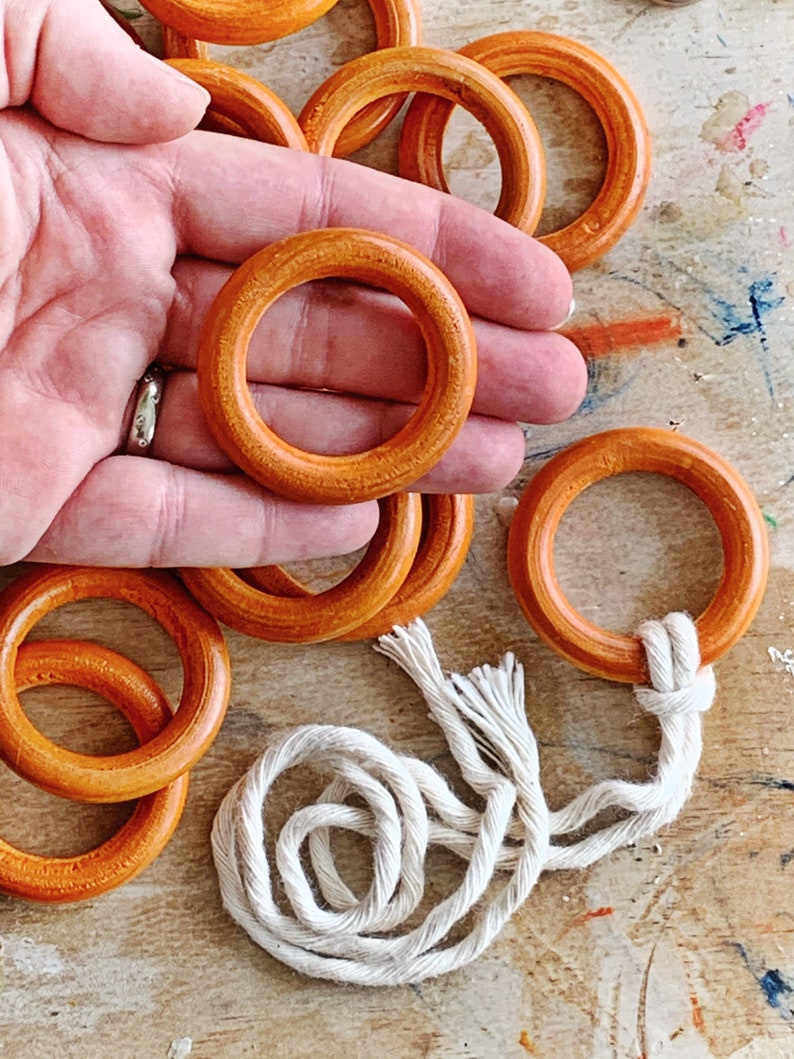 45mm Wooden Macrame Rings 1 3/4 inch Wood Rings Medium | Etsy