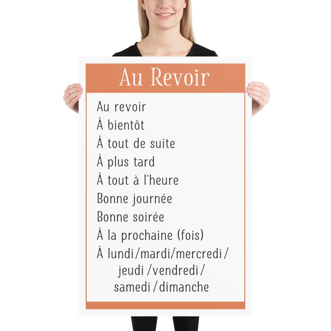 French Language Au Revoir Printable - Basic Phrases for Classroom - Etsy