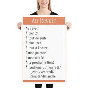 French Language Au Revoir Printable - Basic Phrases for Classroom - Etsy