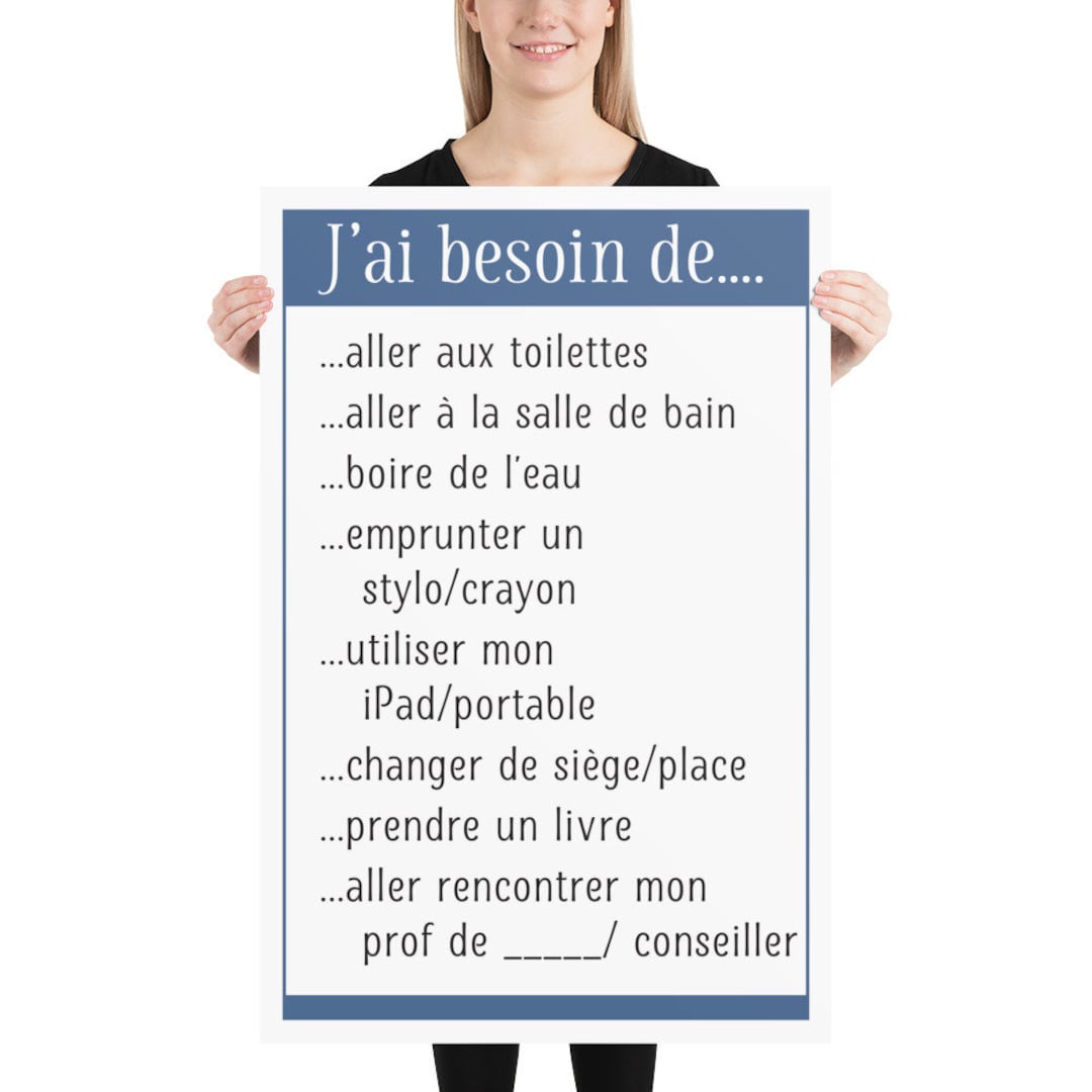 French Language J’ai Besoin De…. Poster - Basic Phrases for Classroom ...