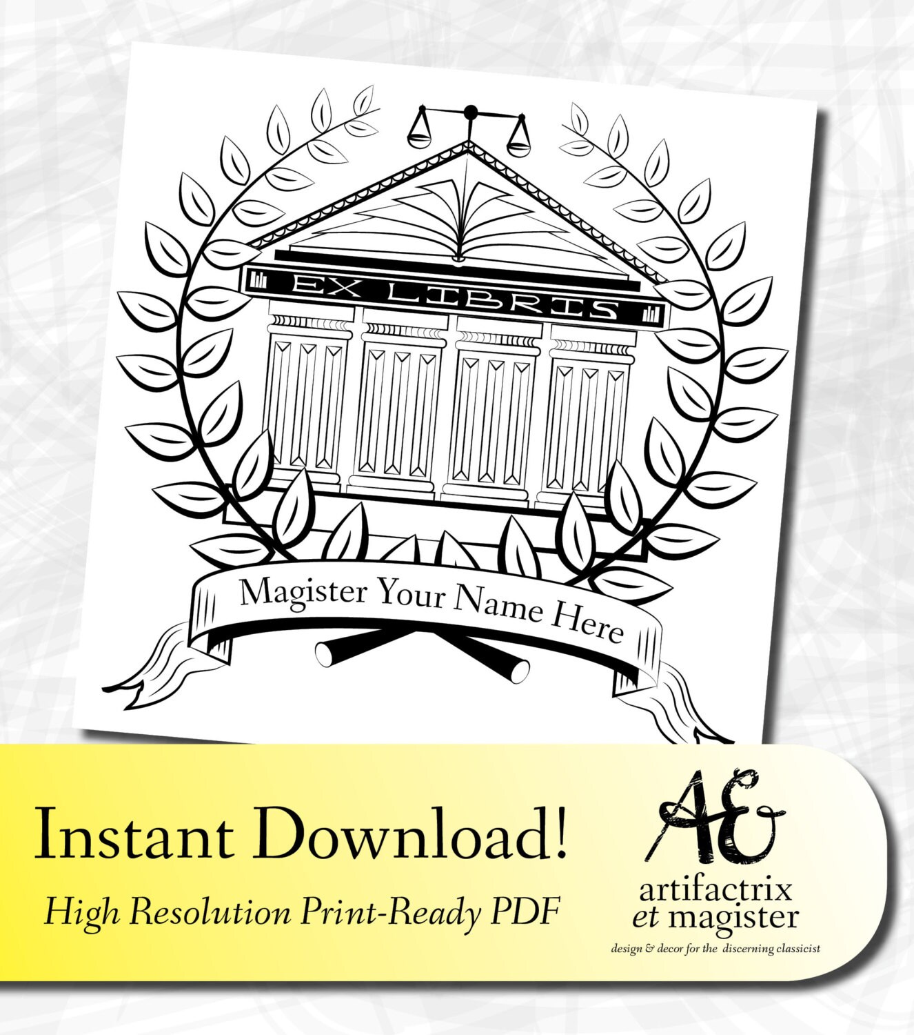 Ex Libris - Custom Bookplate Sticker Printable - Print at Home - Etsy