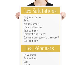 French Language Les Salutations Printable - Basic Phrases for Classroom ...