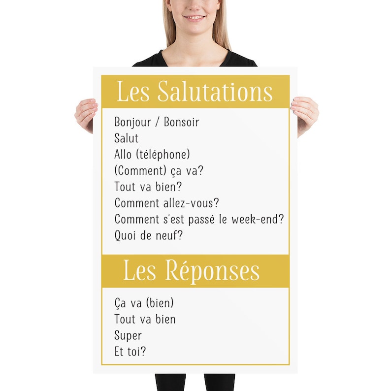 French Language Les Salutations Printable - Basic Phrases for Classroom ...