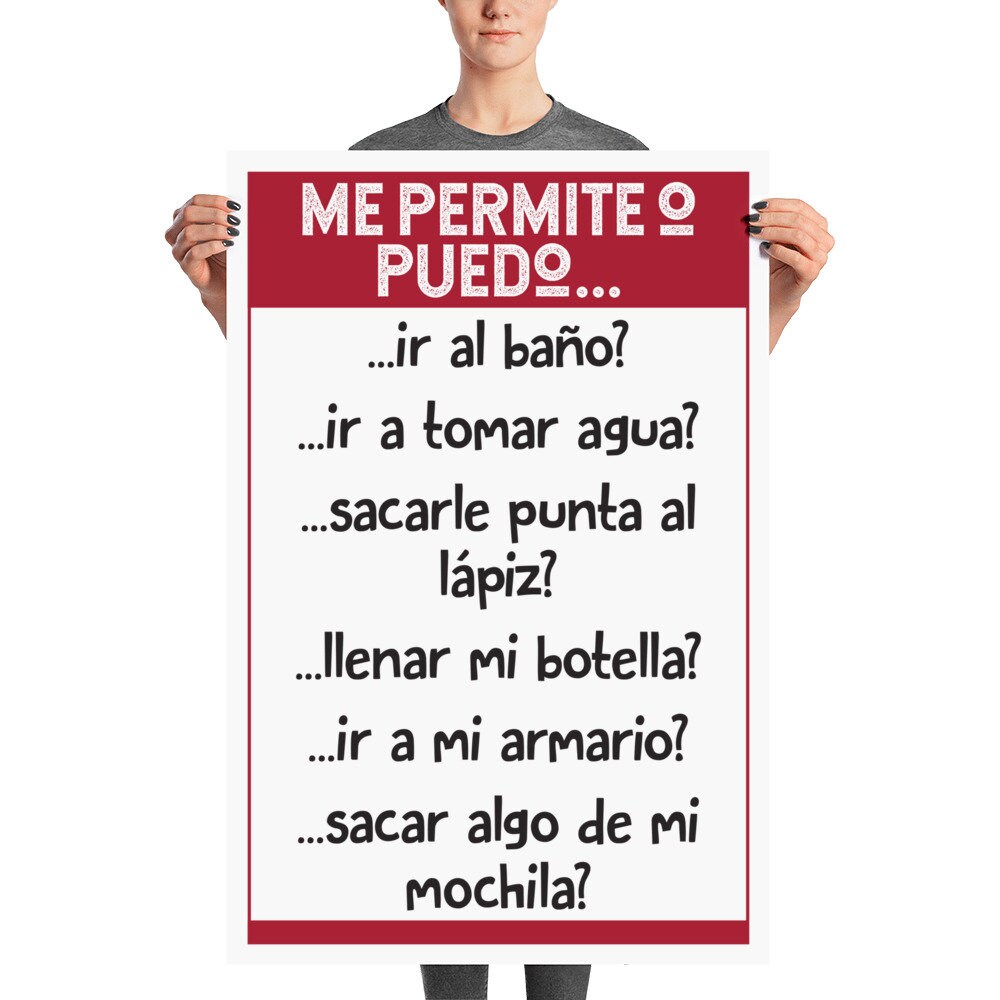 Spanish Language Printable - Me Permite O Puedo - Basic Phrases for ...