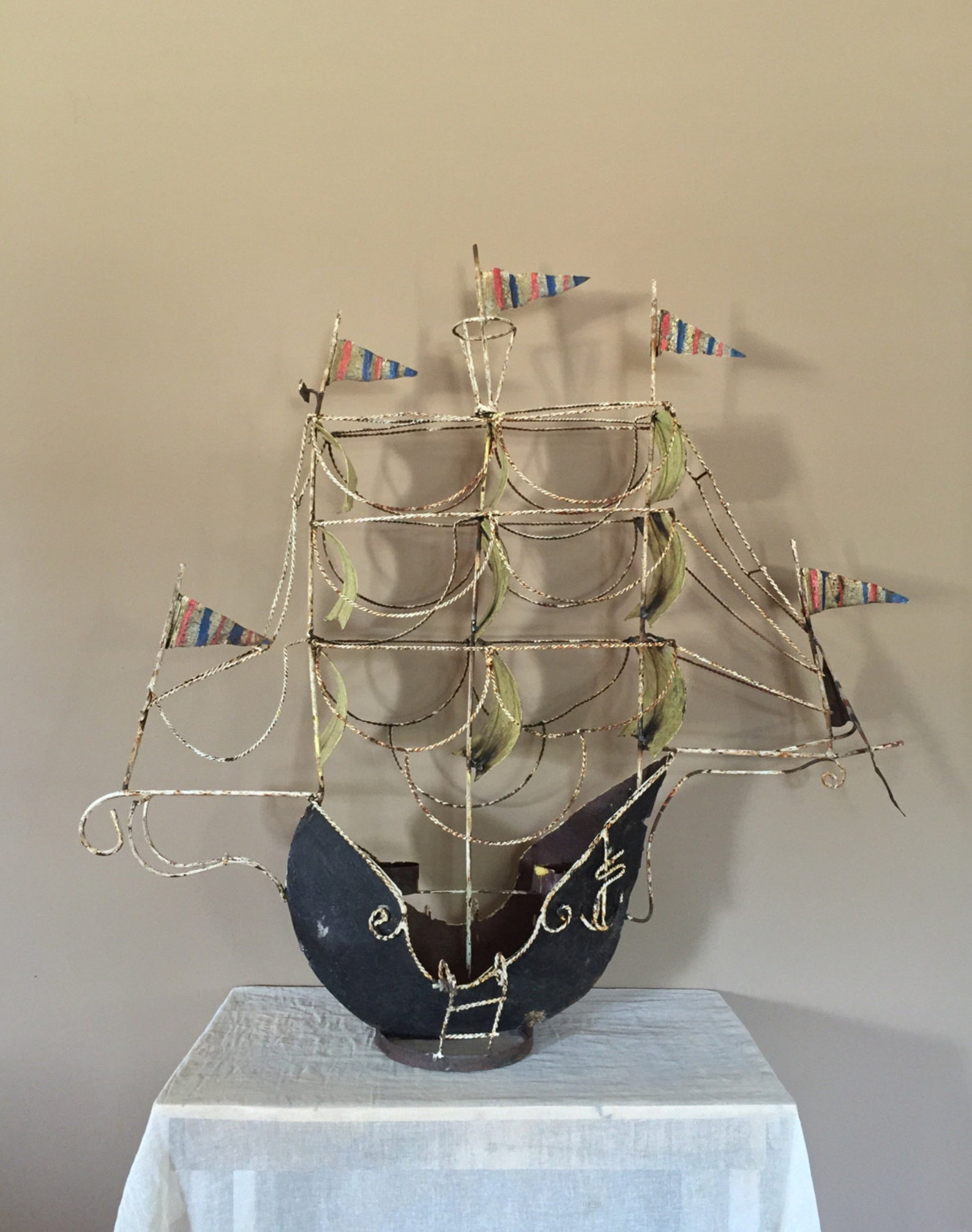 44 Large Vintage Metal Ship / Model Ship / Metal Art / | Etsy