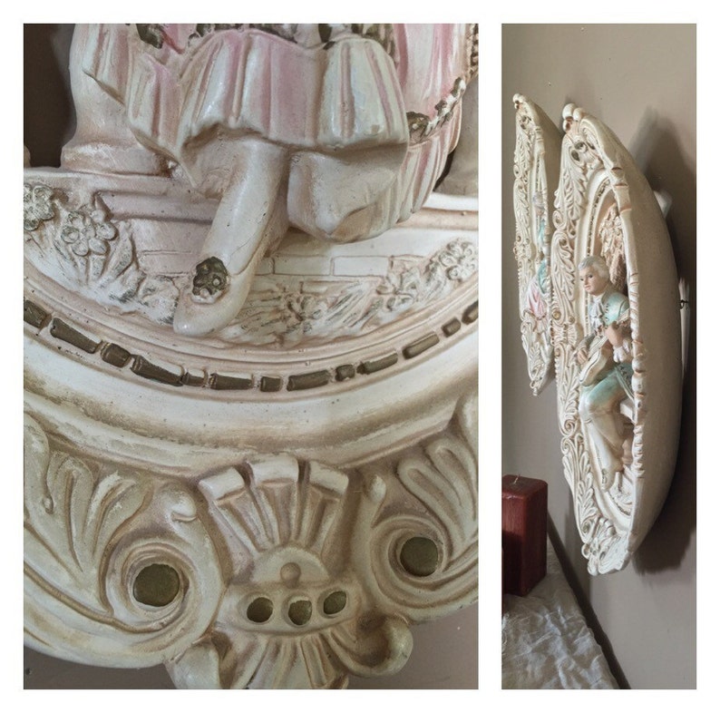 Vintage Victorian Wall Art / Chalkware Wall Plaques / | Etsy