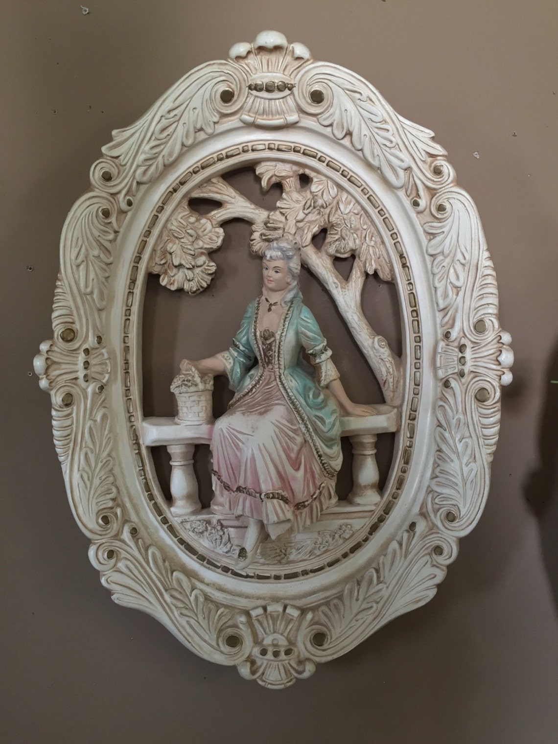Vintage Victorian Wall Art / Chalkware Wall Plaques / | Etsy