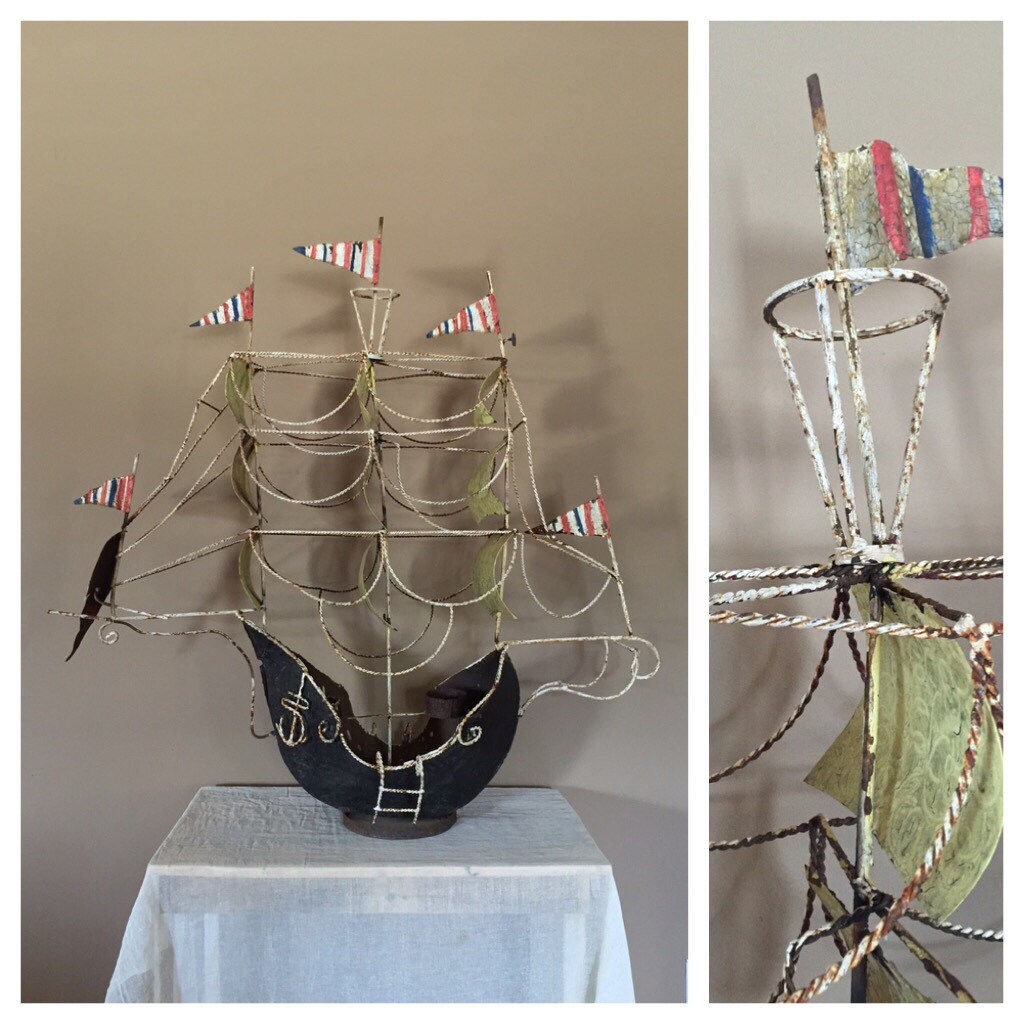 44 Large Vintage Metal Ship / Model Ship / Metal Art / | Etsy