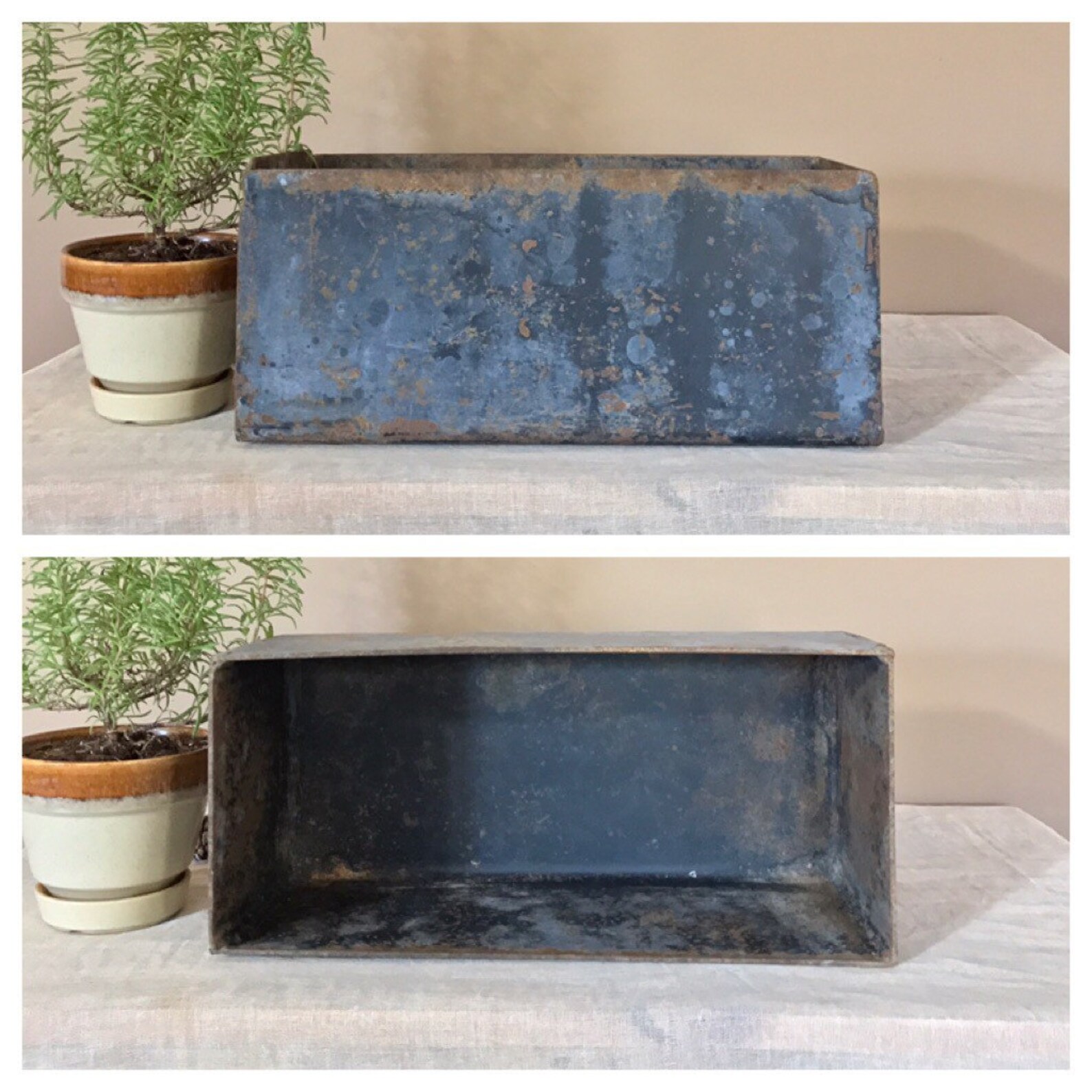 Set of 3 Metal Bins / Metal Planters Metal Boxes / Rusty Metal - Etsy
