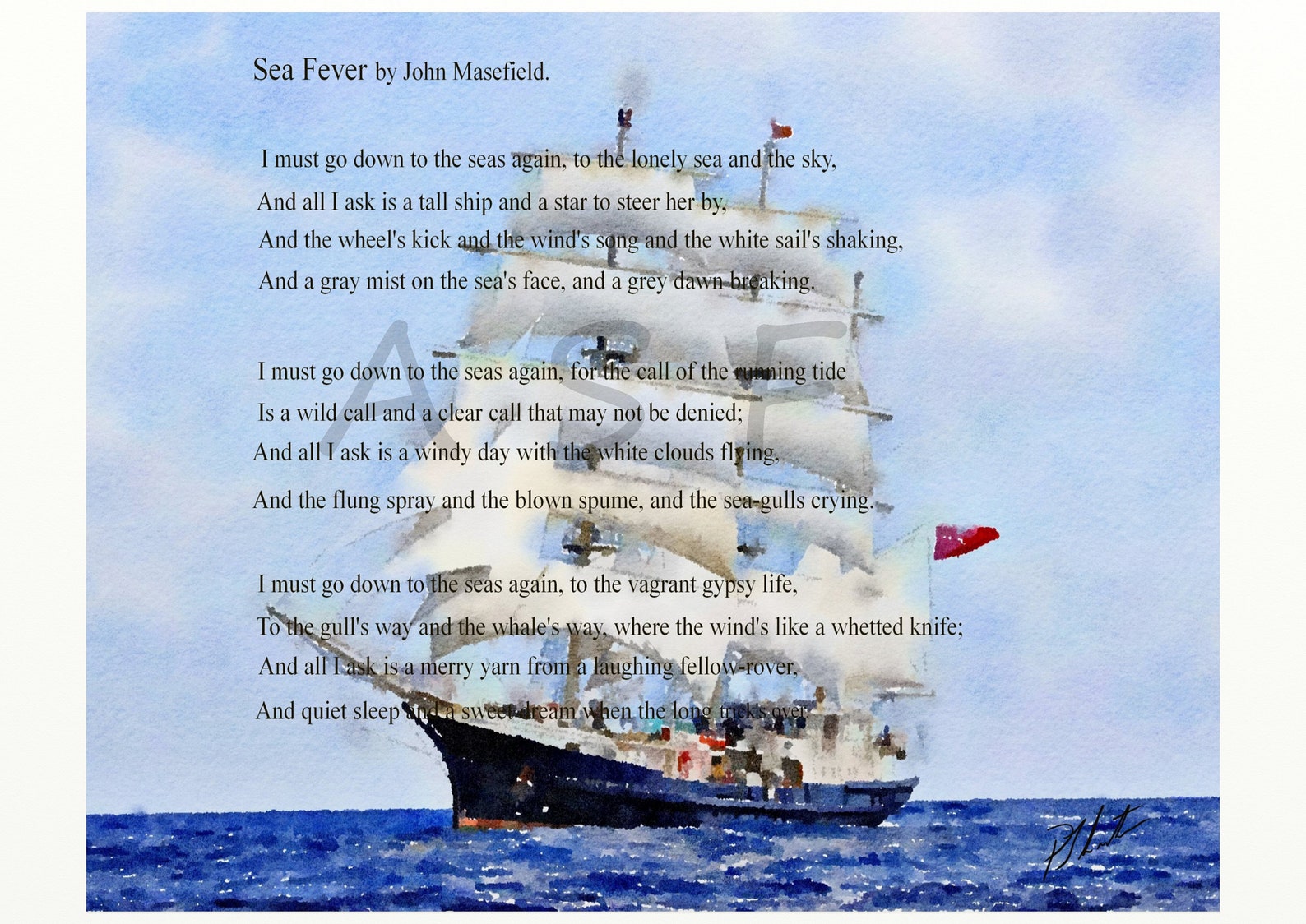 Sea Fever, Printable Wall Art, Poem, Inspirational, Sailing, Ships, - Etsy