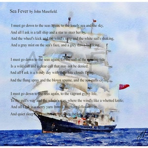 Sea Fever, Printable Wall Art, Poem, Inspirational, Sailing, Ships, - Etsy