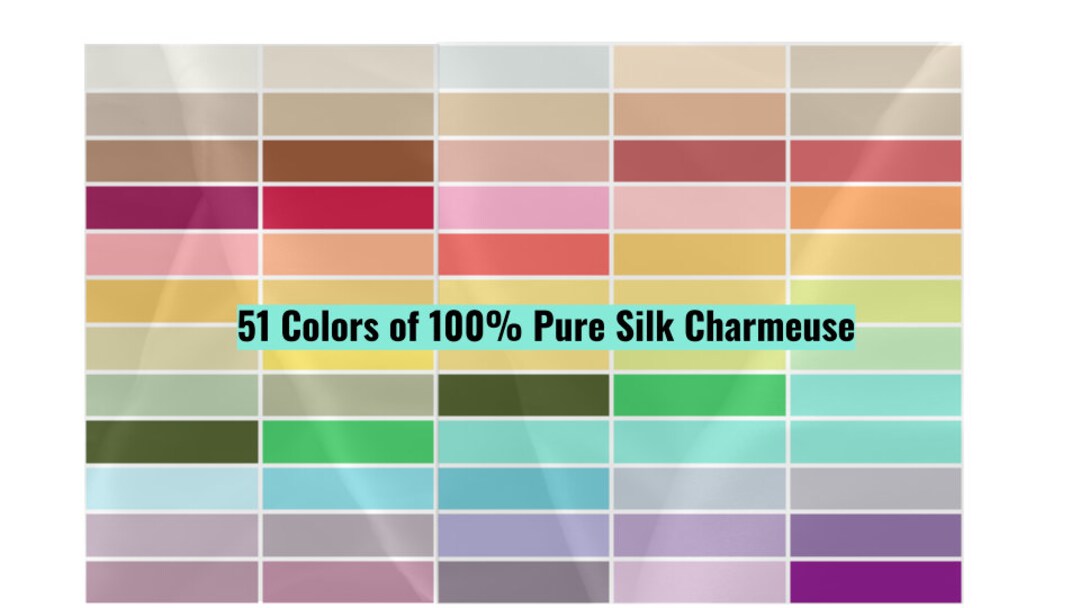 100% Silk Charmeuse in 50+ Solid Colors by the Yard or Meter - 16 Momme ...