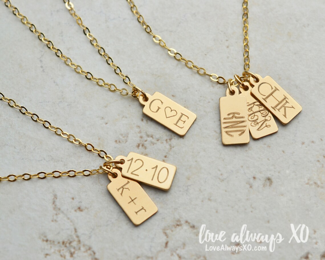 Initial Necklace Mom Necklace Kids Initials Gift for Mom - Etsy