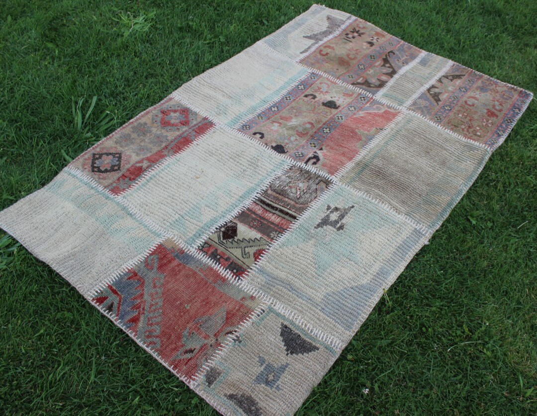 Vintage Muted Colors Rug, Pastel Colors Wool Rug, 6x4 Ft Small Size Rug ...