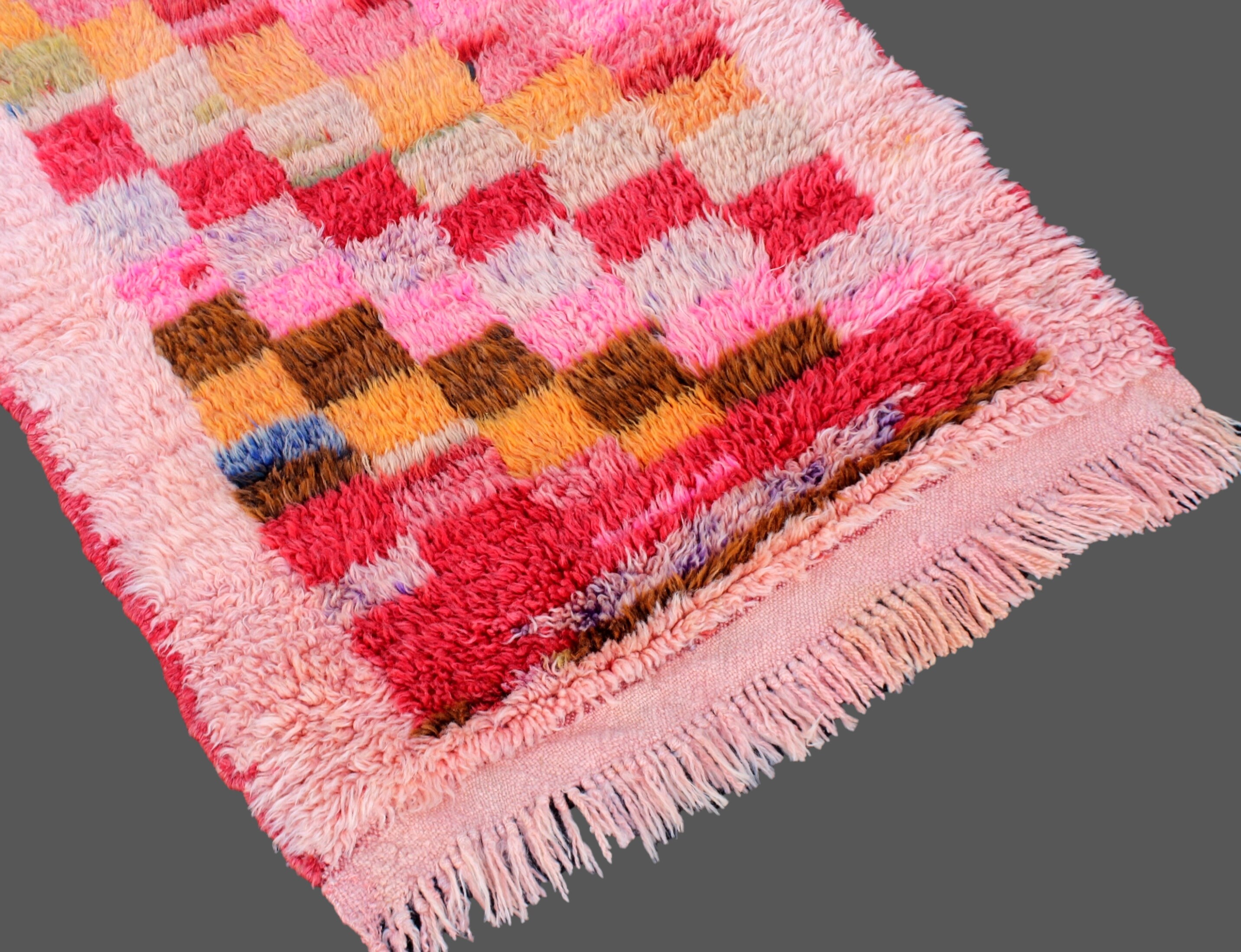 Checkered Wool Anatolian Door Mat Handknotted 38x | Etsy