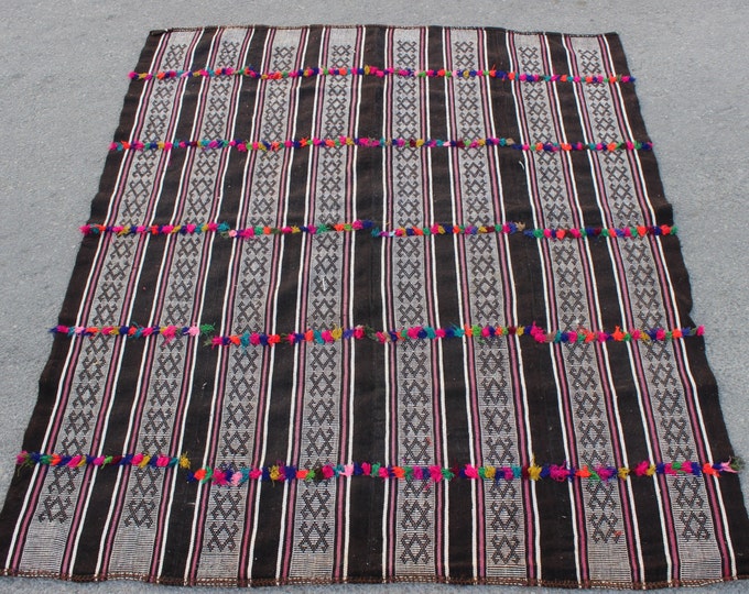 Black and White Color Aztec Pattern Turkish Large Rug Boho Kilim Rugs ...