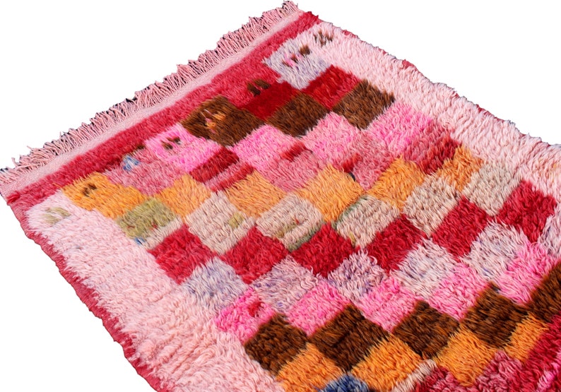 Checkered Wool Anatolian Door Mat Handknotted 38x | Etsy