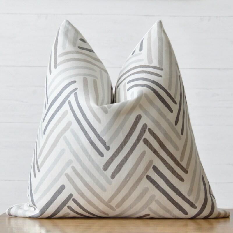 White Grey Pillow - Etsy