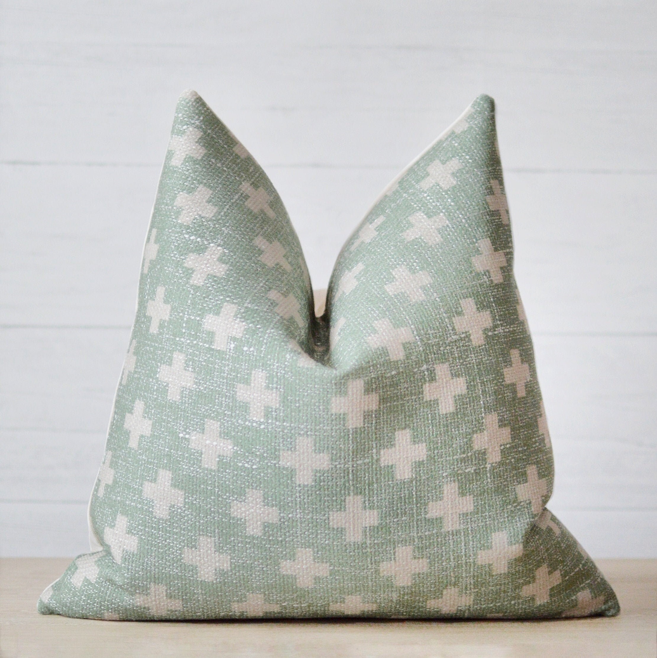 HGTV MAGAZINE FEATURE Green Cross Chenille Pillow Cover - Etsy
