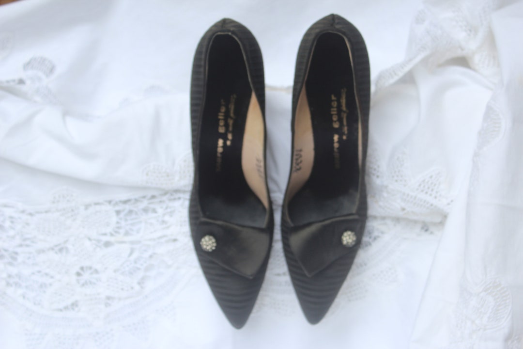 Rare: Vintage Andrew Geller Women's Black Bow Crystal Shoes - Etsy