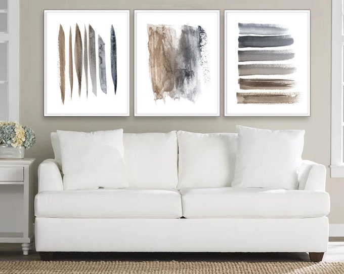 Neutral Modern Art Set of 3 Neutral Minimal Art Stripes | Etsy