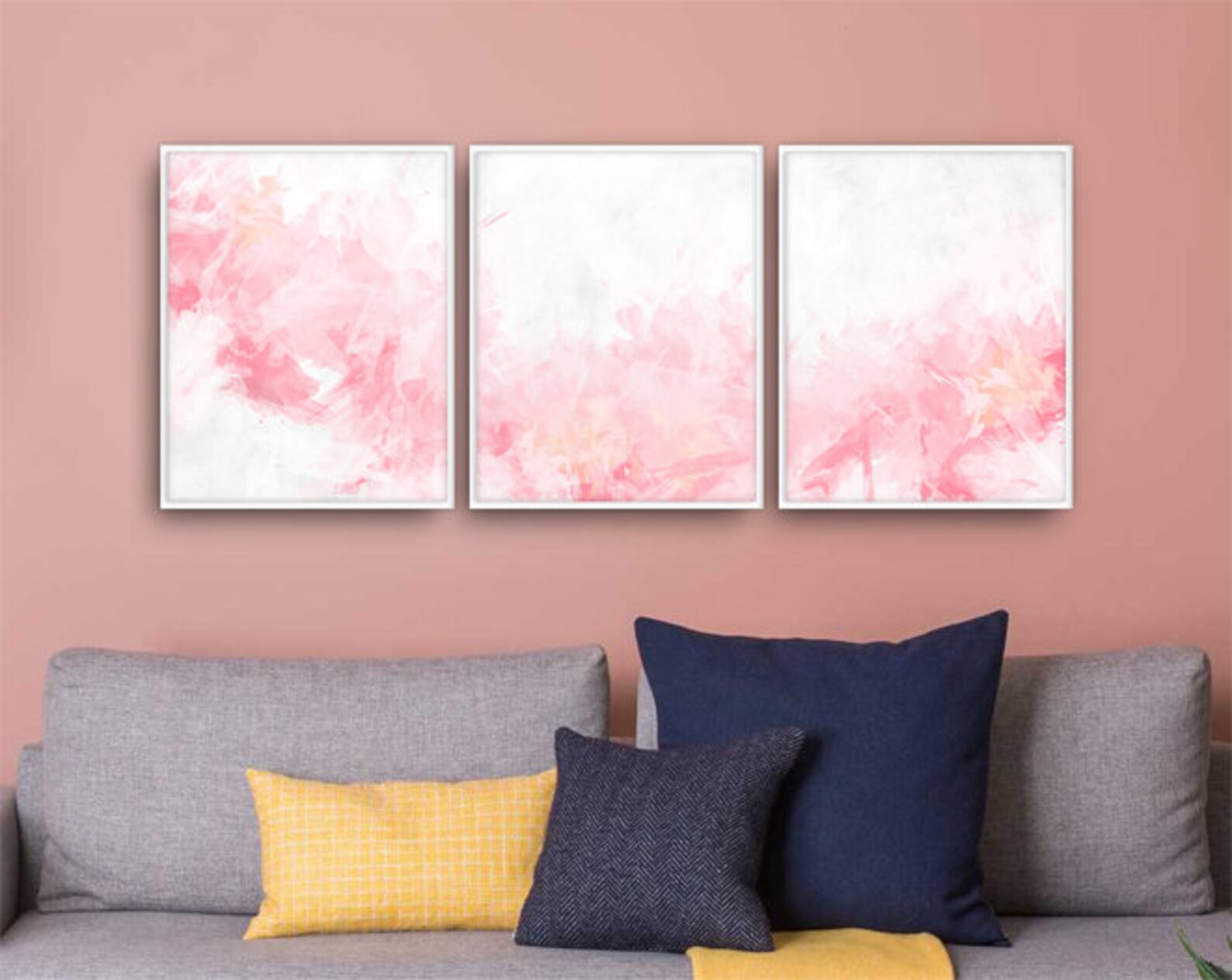 3 Poster Set Blush Pink Wall Art Bedroom Poster Set Set of | Etsy