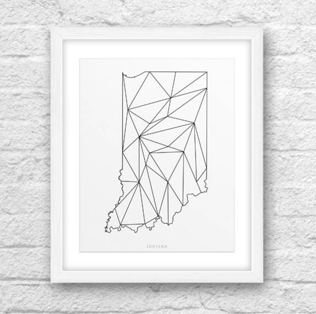 Indiana Map Indiana Print Indiana Art Indiana State - Etsy