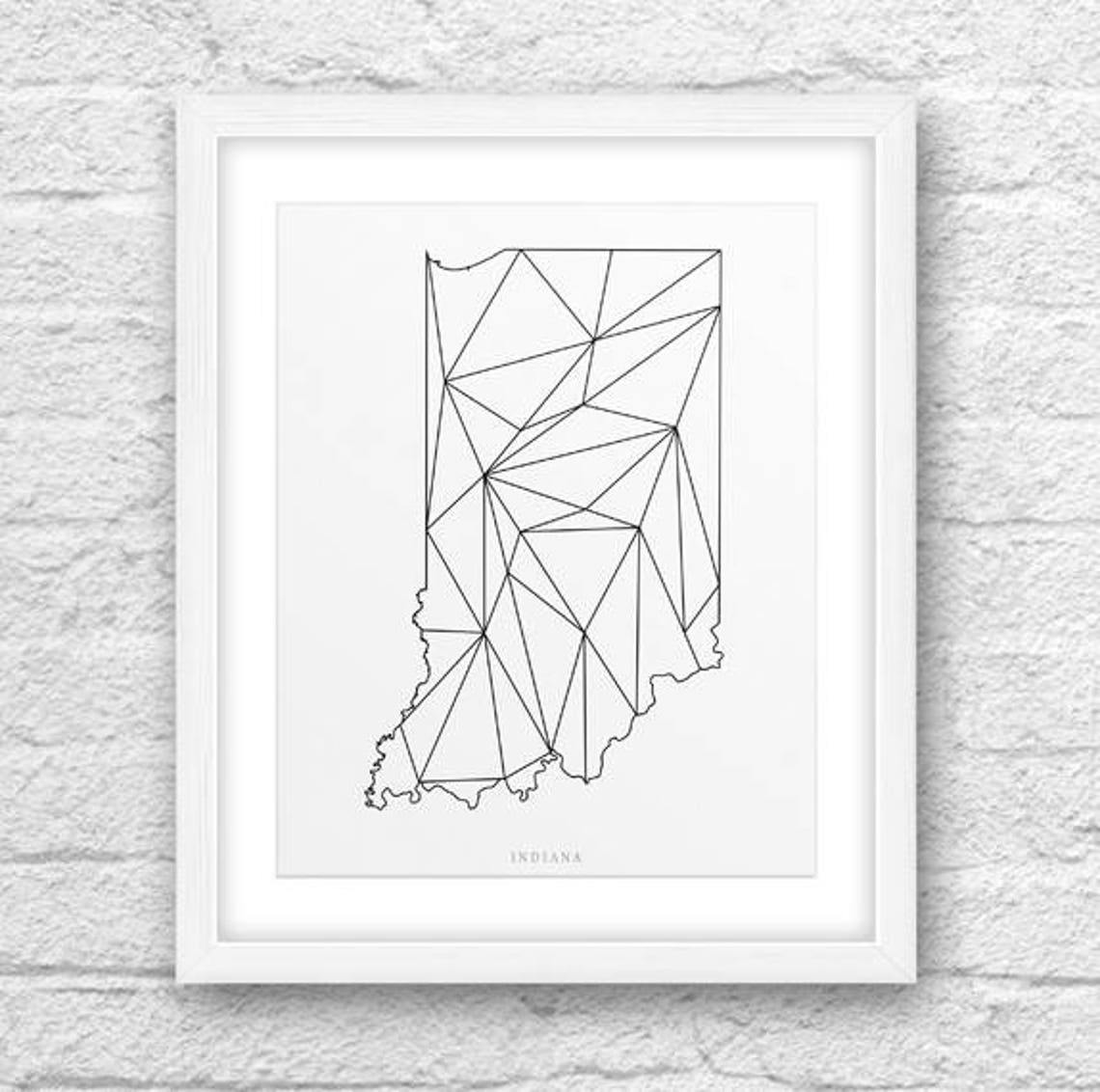 Indiana Map Indiana Print Indiana Art Indiana State - Etsy