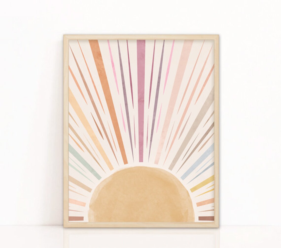 Boho Decor Boho Wall Art Rainbow Sun Boho Boho Wall - Etsy