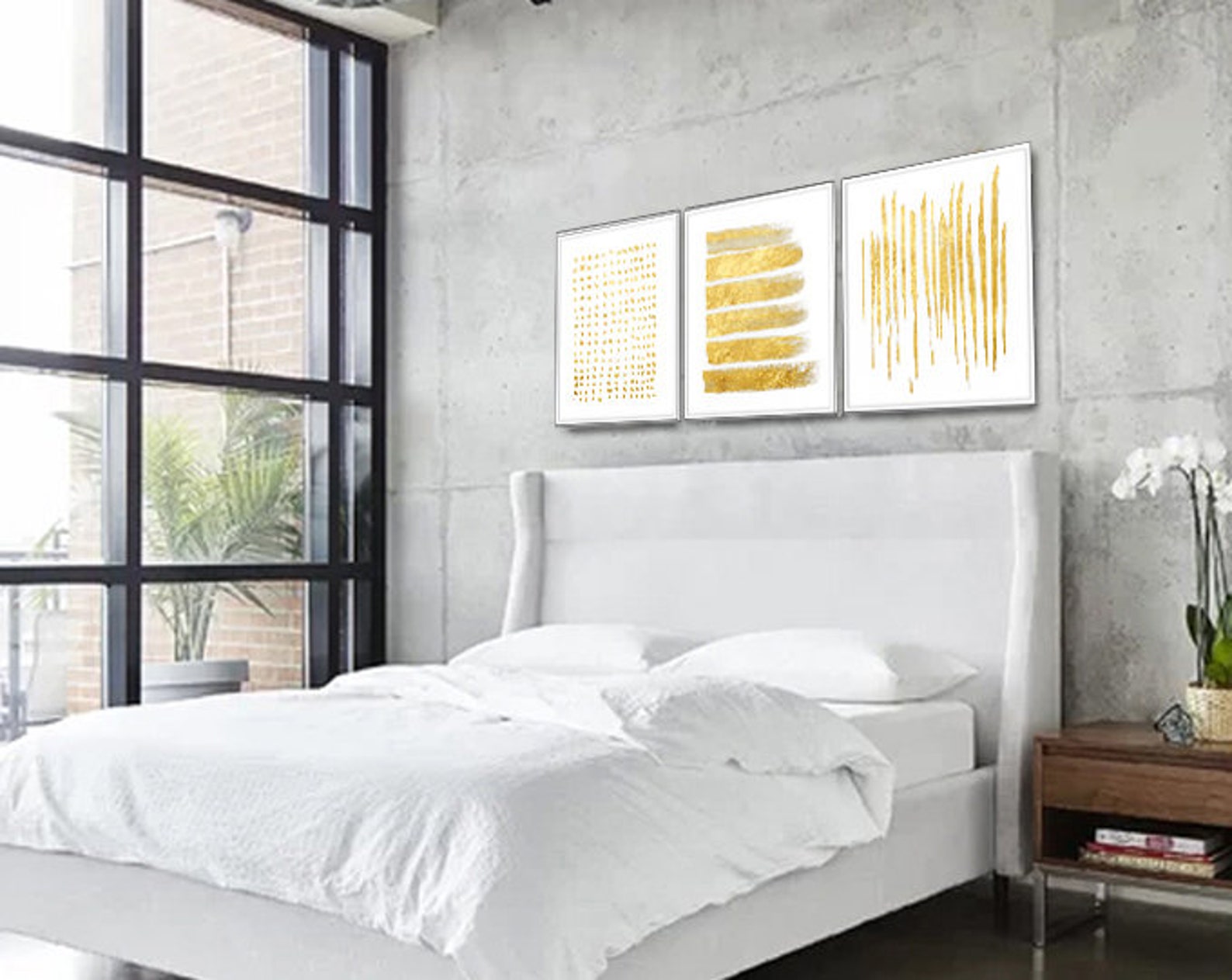 Gold Modern Art Set of 3 Gold Gold Art Stripes Wall Art - Etsy