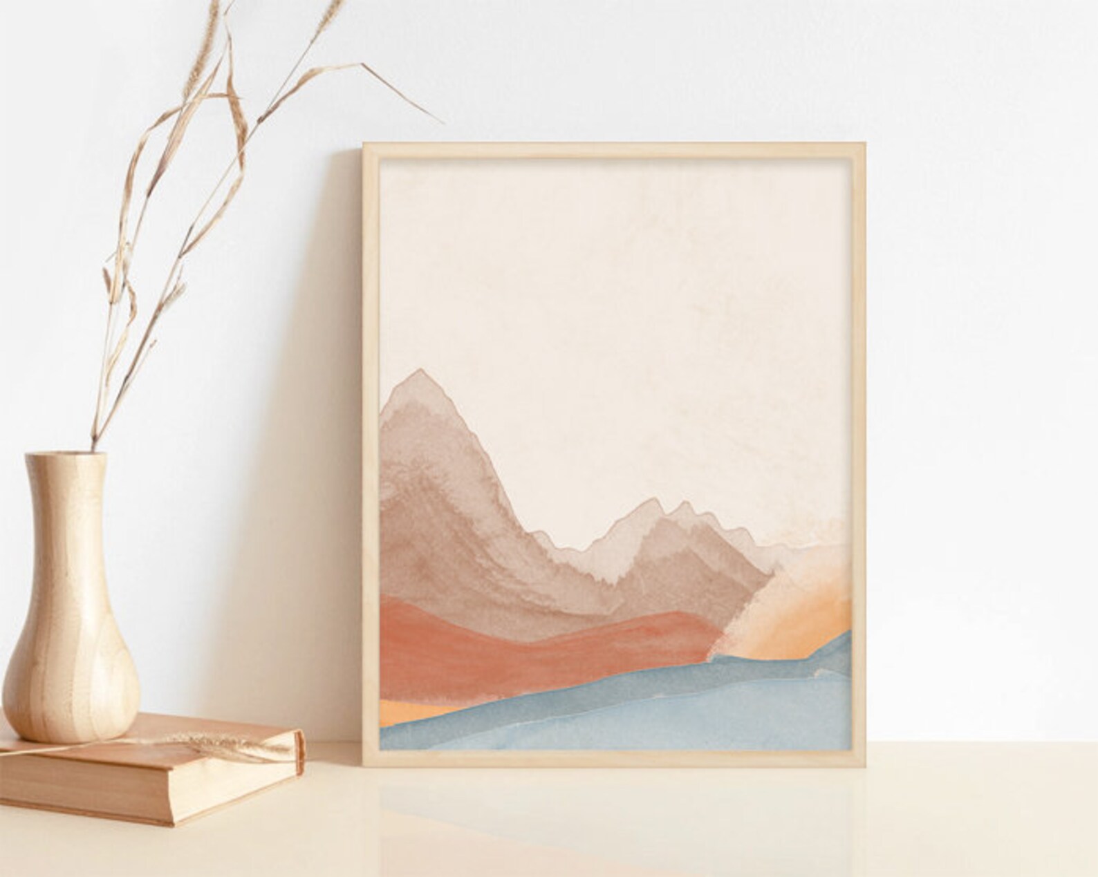 Boho Wall Art Boho Decor Mountain Sea Sun mid Centoury | Etsy