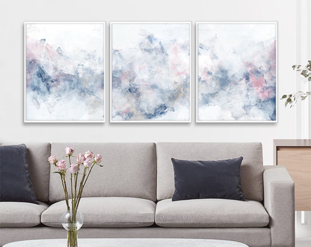Bedroom Room Poster Set Art Set Watercolor Art Set Blue - Etsy