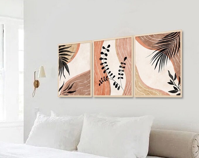 Boho Wall Art Boho Set of 3 Boho Botanical Wall Art Boho | Etsy